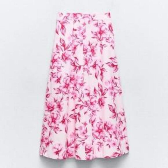 Zara | Skirts | Zara Floral Print Midiskirt | Poshmark